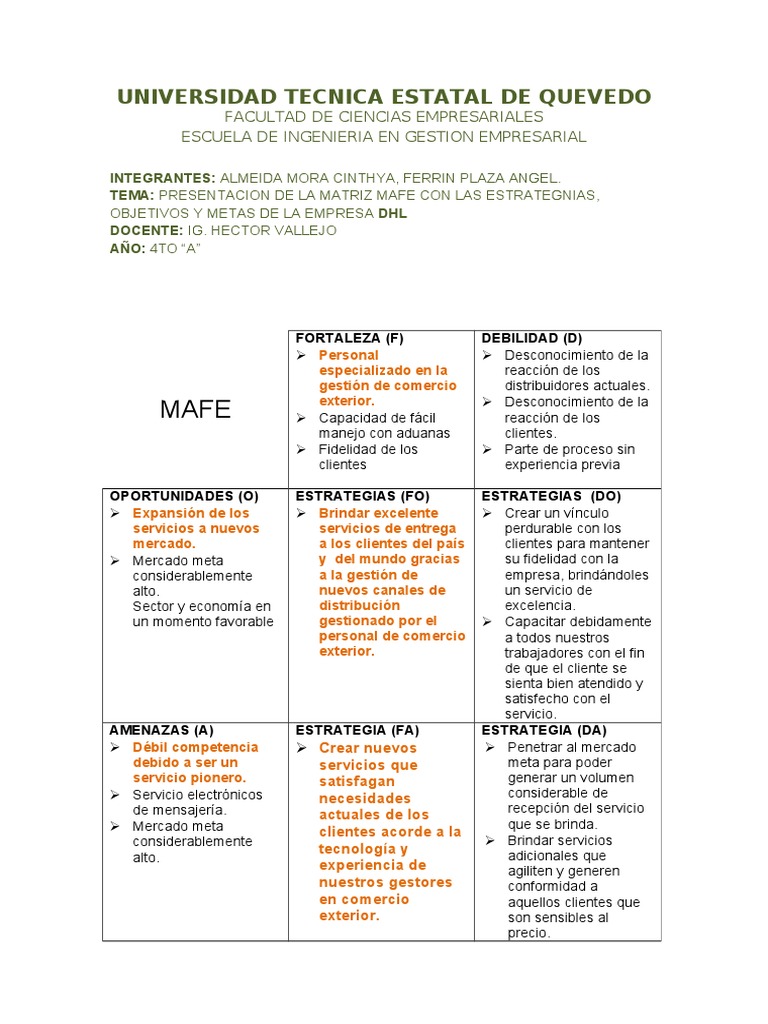 Matriz Mafe | PDF | El comercio internacional | Cliente