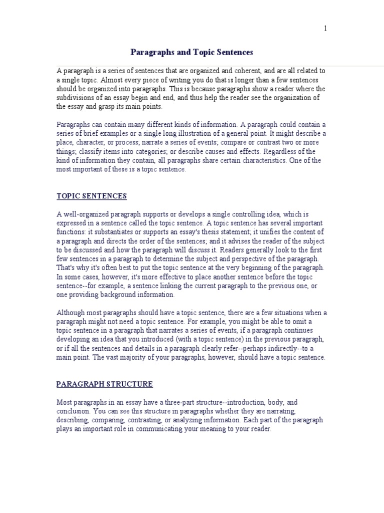 Paragraphs and Topic Sentences | Paragraph | Coherence (Physics)