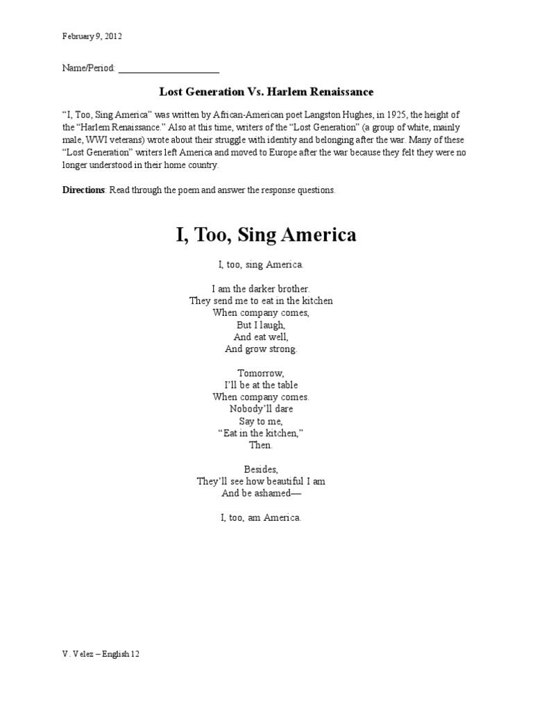 Lost Generation vs. Harlem Renaissance Analysis | PDF | Social Science