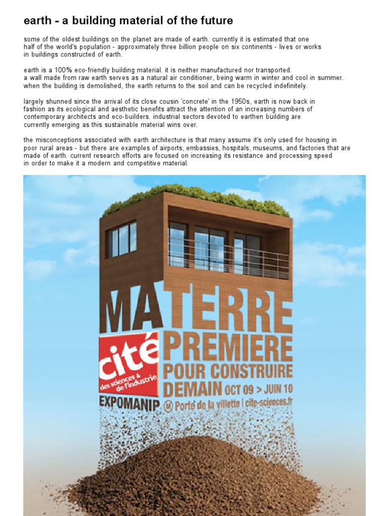 Earth - A Building Material of The Future | Download Free PDF | Soil | Clay