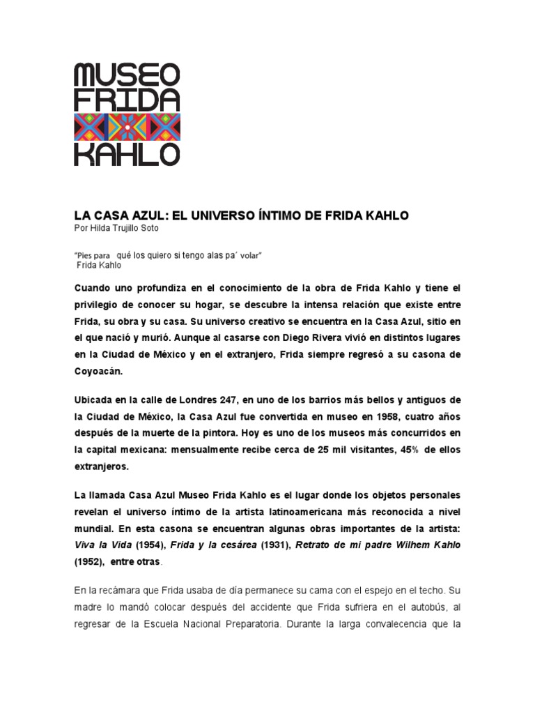 La Casa Azul - El Universo Íntimo de Frida Kahlo | PDF