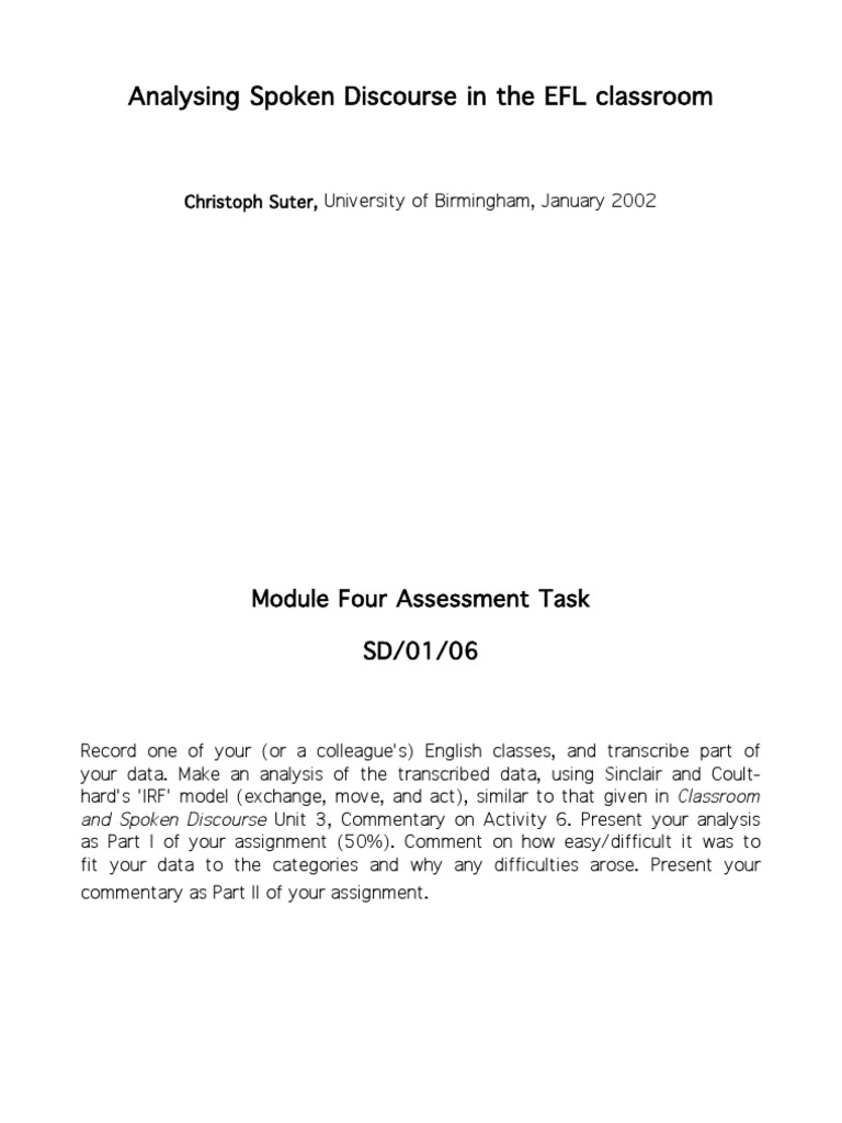 Analysing The Spoken Discourse | PDF | Framing (Social Sciences ...
