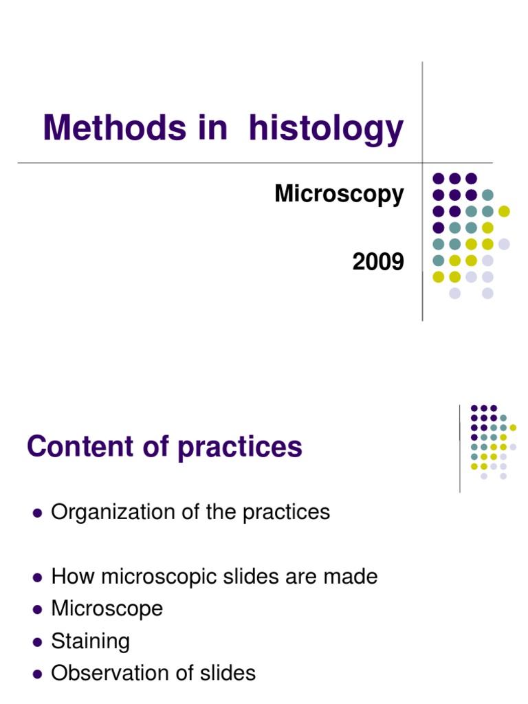 Histology Techniques and Microscopy Guide | PDF | Staining | Histology