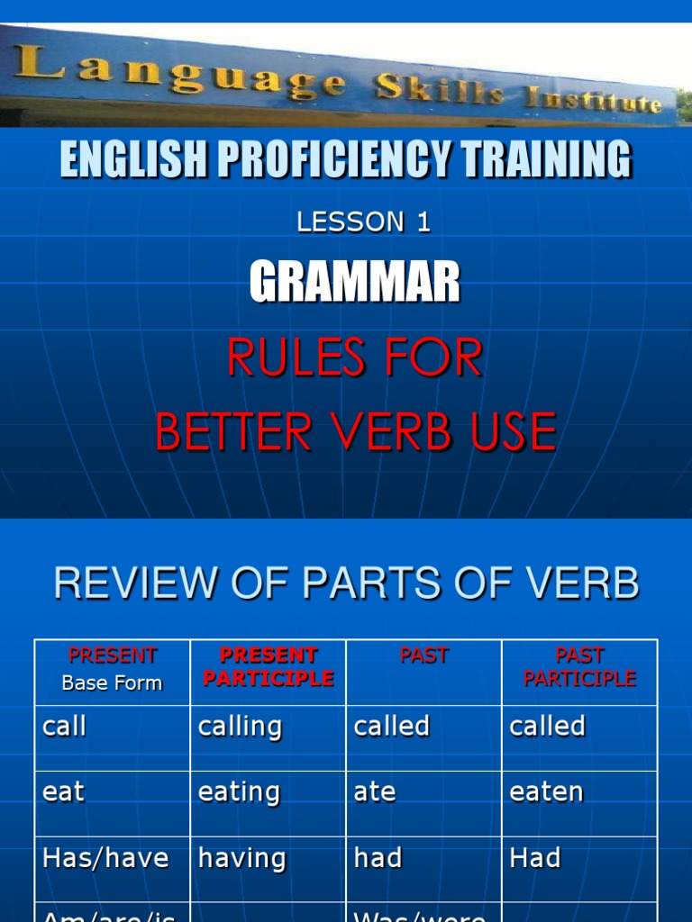 English Proficiency Training: Grammar | PDF | Foreign Language Studies ...