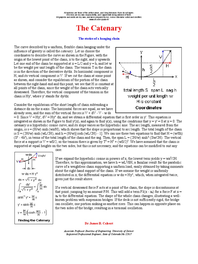 The Catenary & The Statics of A Hanging Chain | PDF | Normal Mode ...