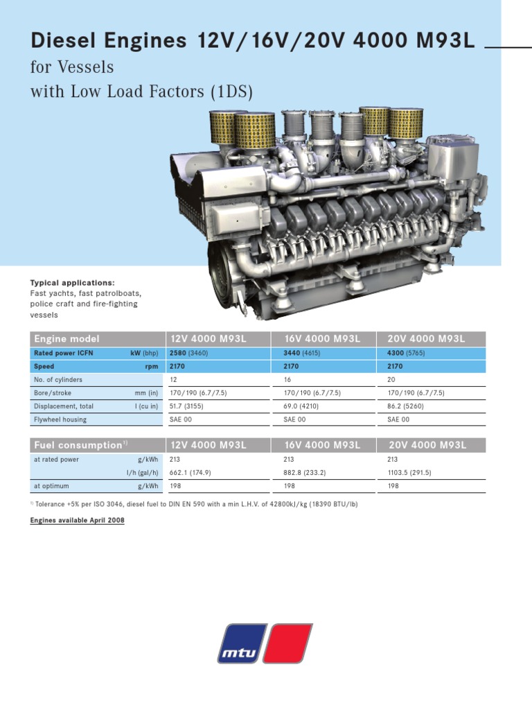 Mtu 12V 4000 | PDF | Turbocharger | Engines