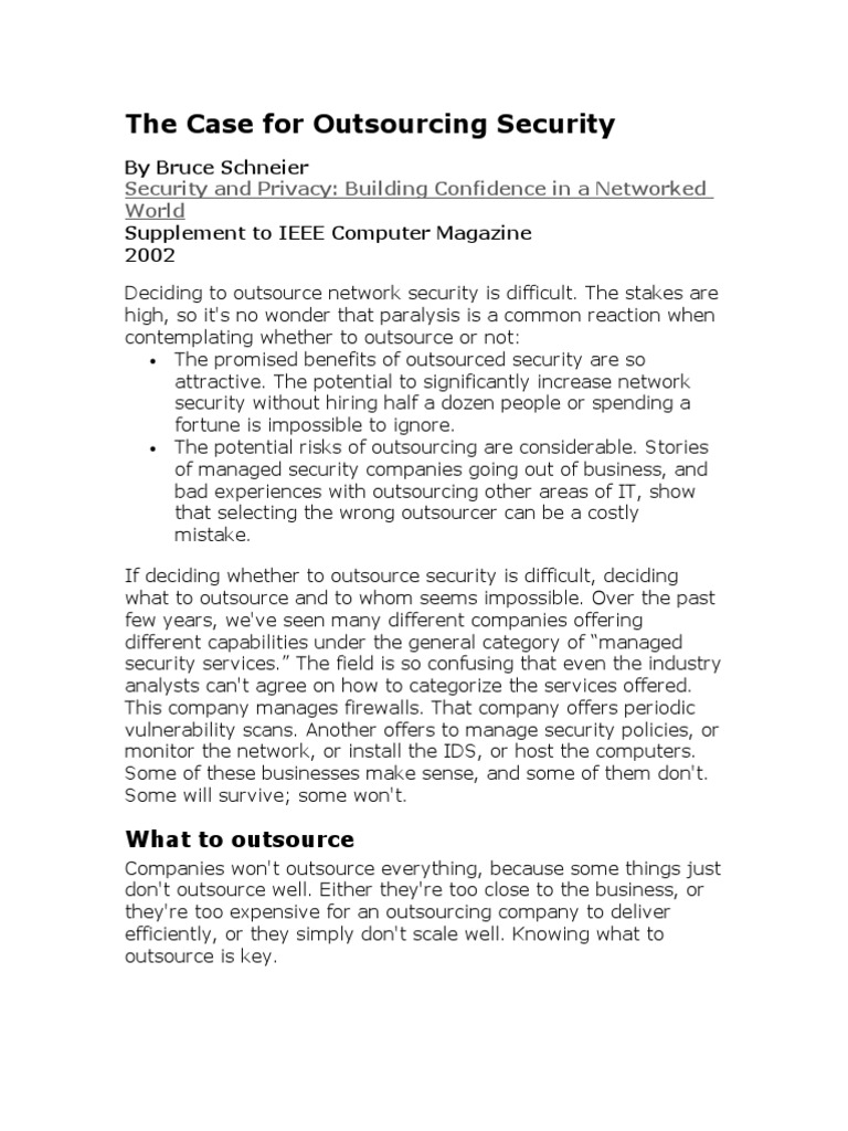 How to Effectively Outsource Network Security Services While ...