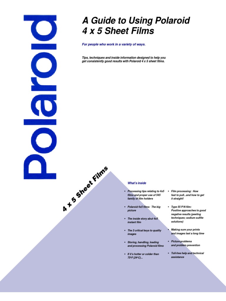 A Guide To Using Polaroid 4 X 5 Sheet Films | PDF | Business