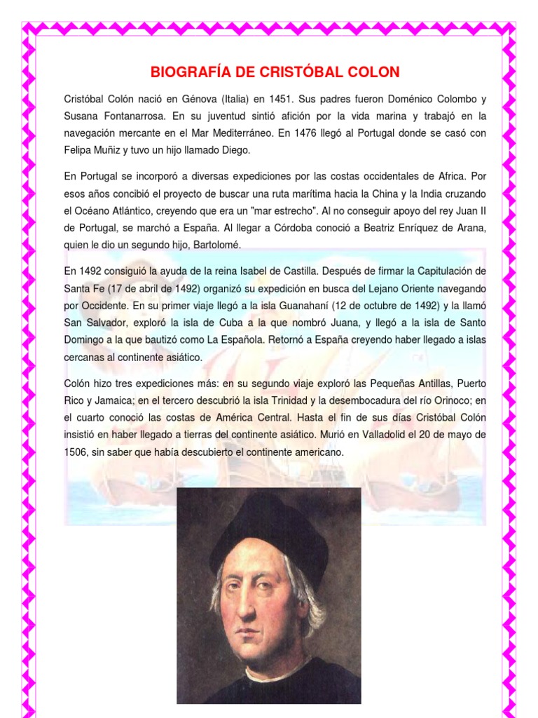 Biografía de Cristóbal Colon | PDF