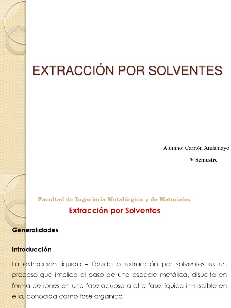Extracción Por Solventes | PDF | Solvente | Metalurgia