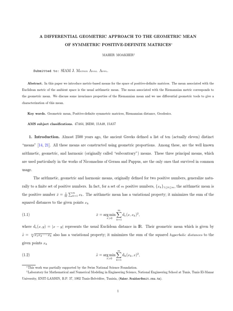 Geo Mean | PDF | Matrix (Mathematics) | Exponential Function