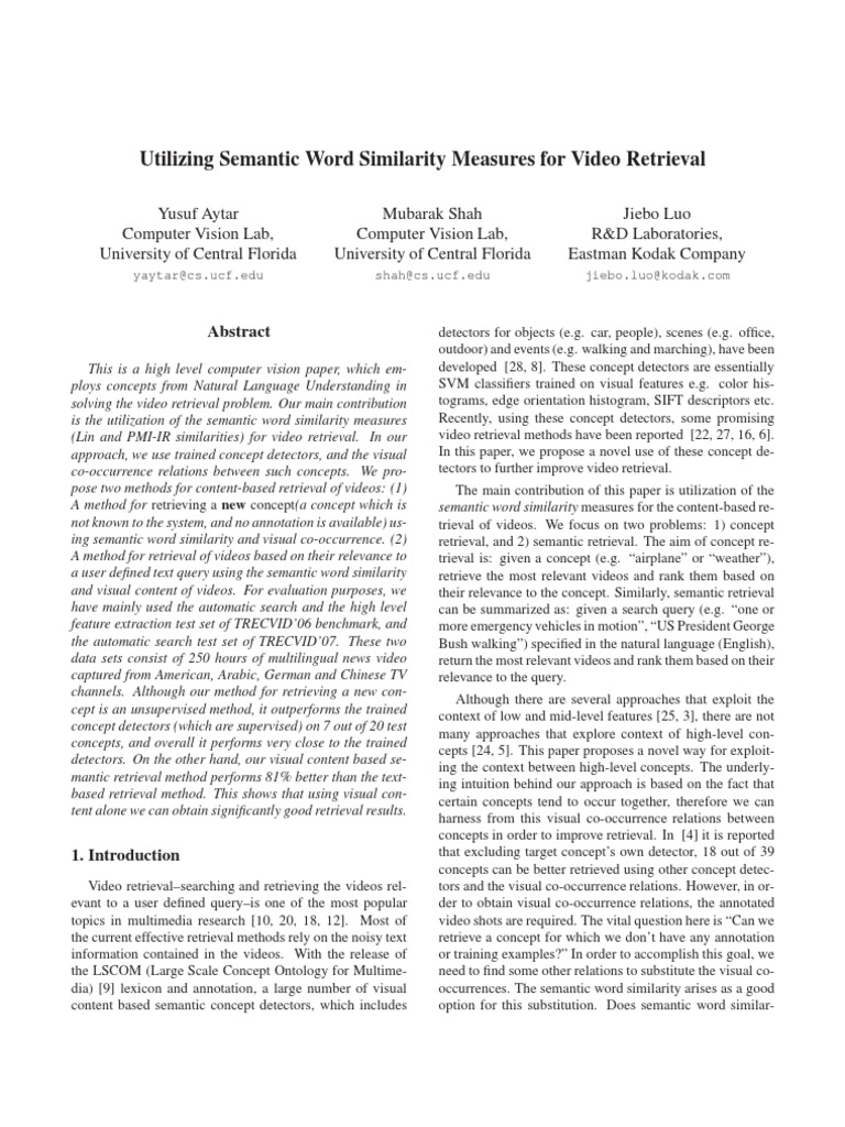 Video Retrieval | PDF | Information Retrieval | Semantics