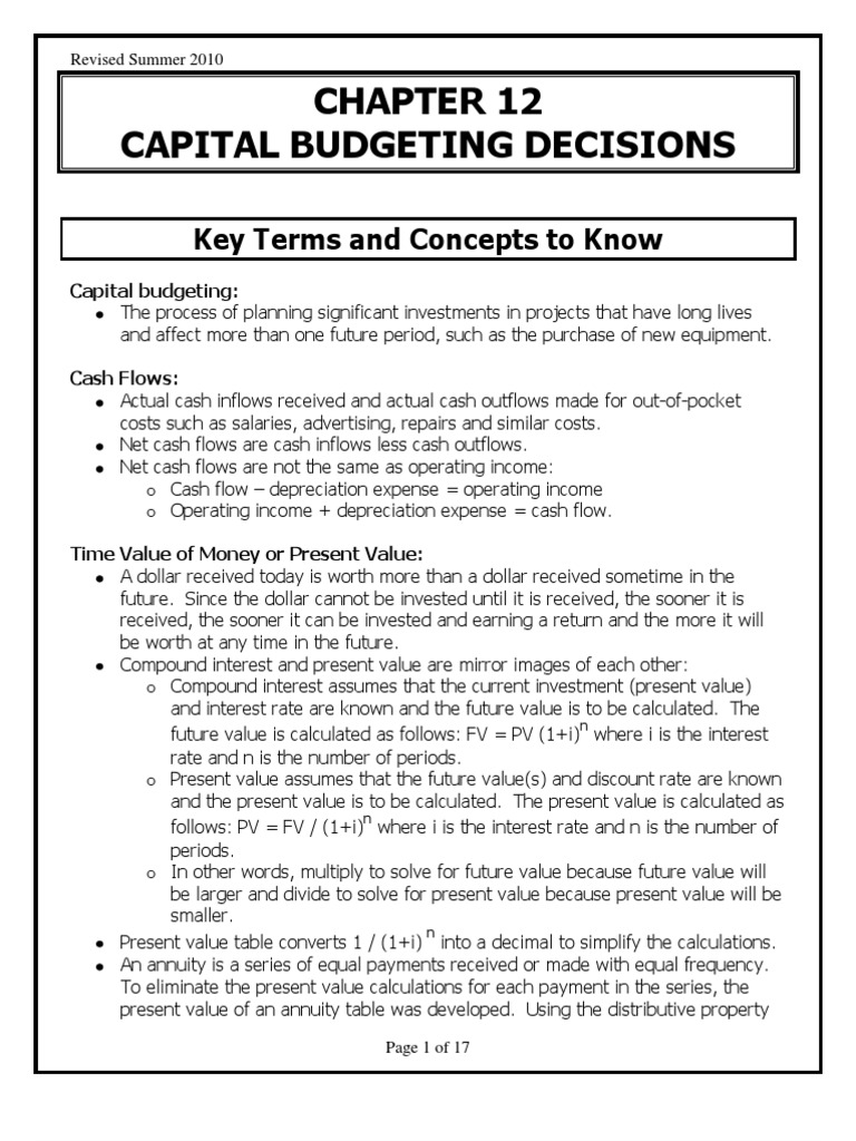 Capital Budgeting Decisions: Key Terms and Concepts To Know | Download ...