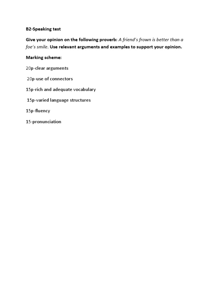 B2 Speaking Test | PDF