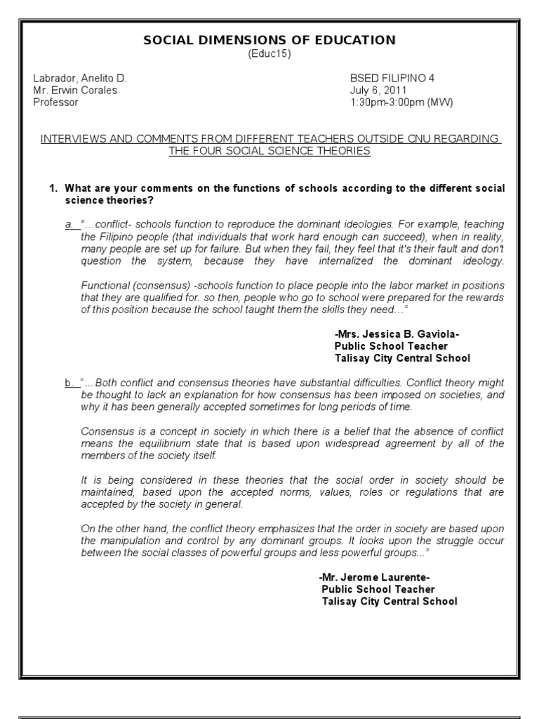Educ15 (Social Dimensions) | PDF | Consensus Decision Making | Norm ...