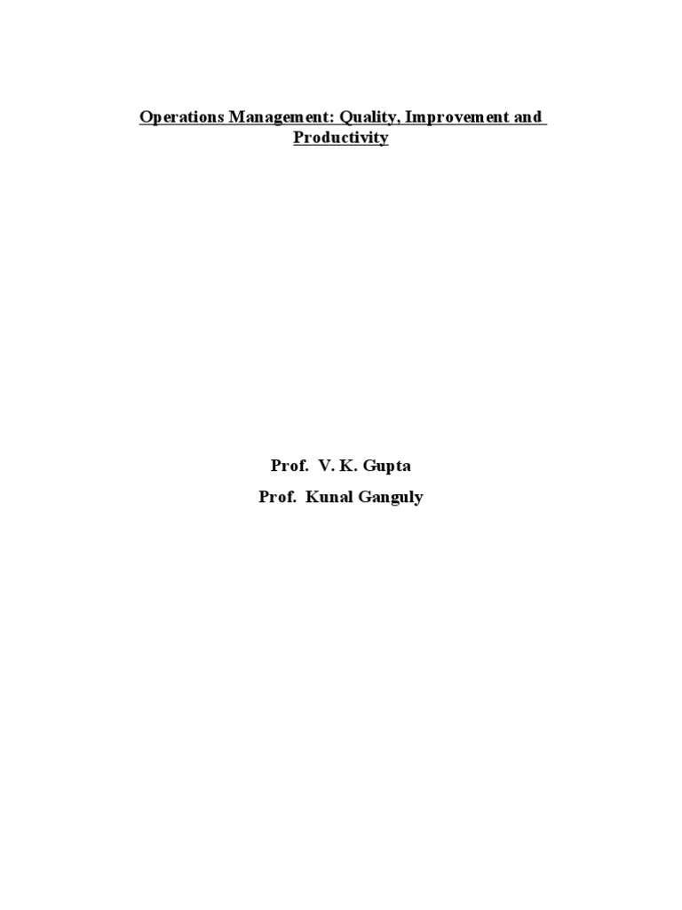 Operations Management - Quality Improvement and Productivity 1 | PDF ...