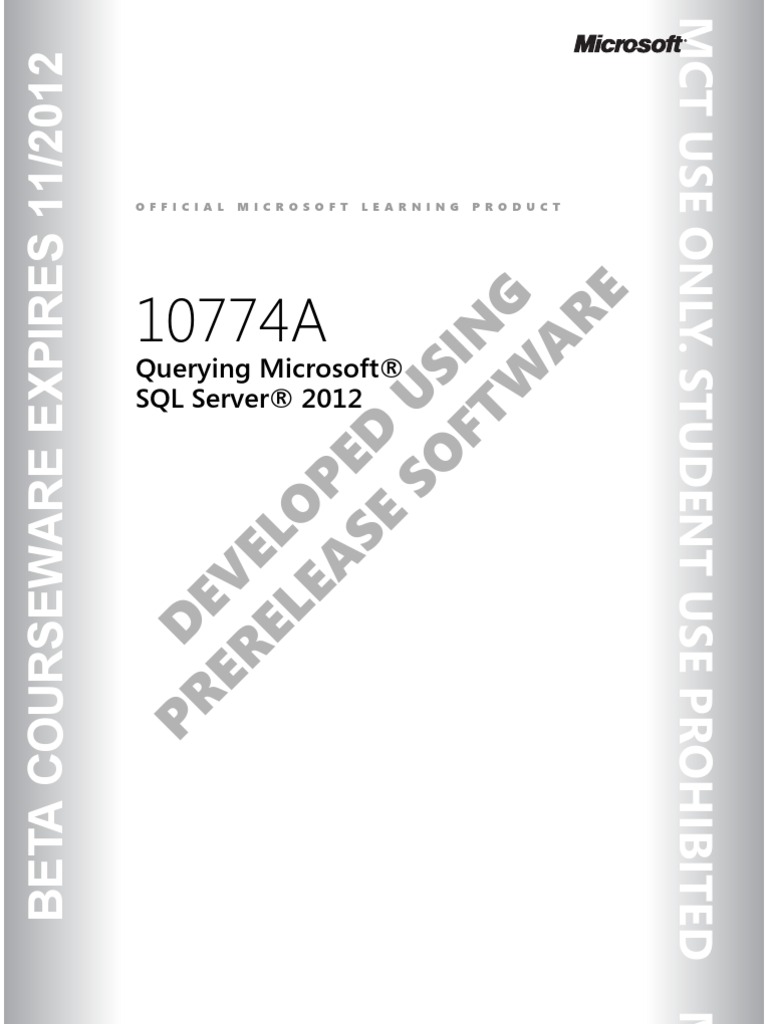 10774A ENU Beta TrainerHandbook Part1 | PDF | Microsoft Sql Server ...