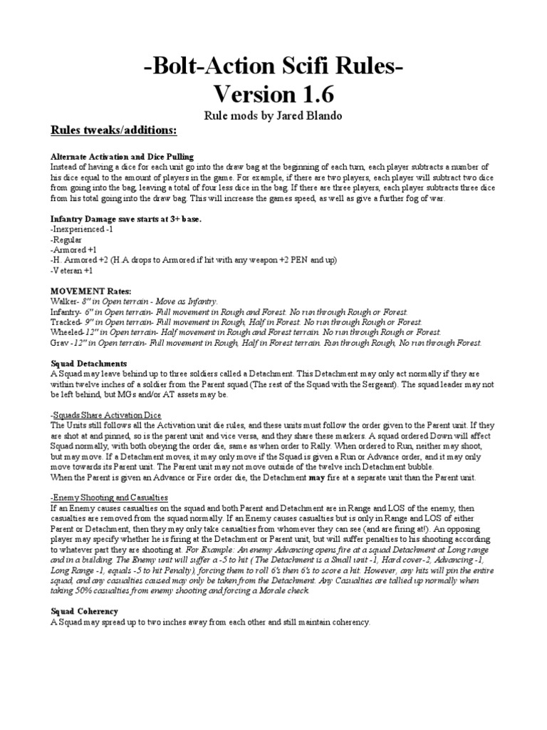 Sci Fi Bolt Action Rules 1 6 PDF 152k | Download Free PDF | Infantry ...