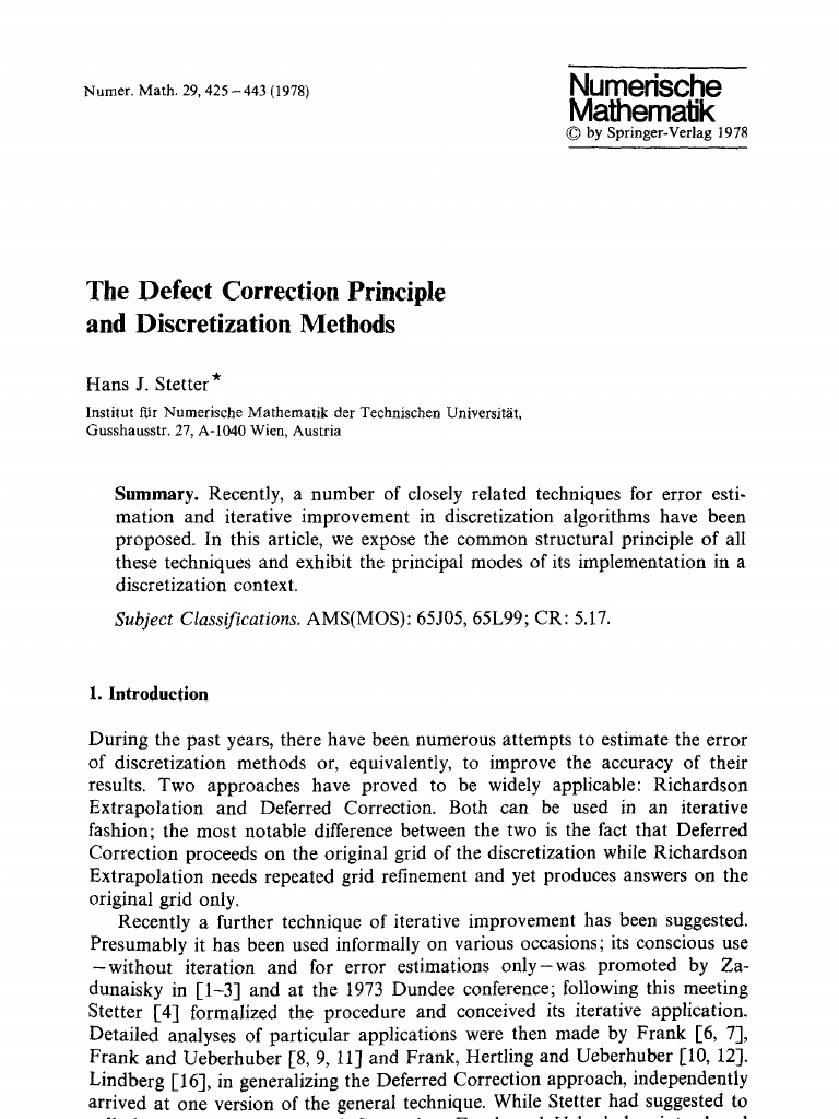 The Defect Correction Principle and Discretization Methods | PDF | Interpolation | Numerical ...
