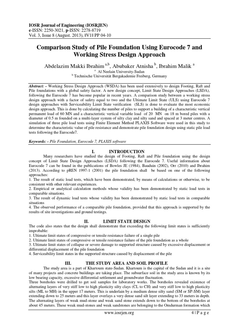 Comparison Study of Pile Foundation Using Eurocode 7 and Working Stress ...