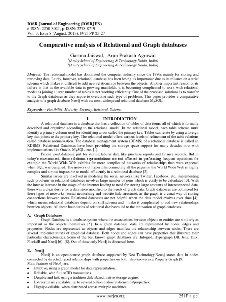 Comparative Analysis of Relational and Graph Databases: Garima Jaiswal, Arun Prakash Agrawal ...