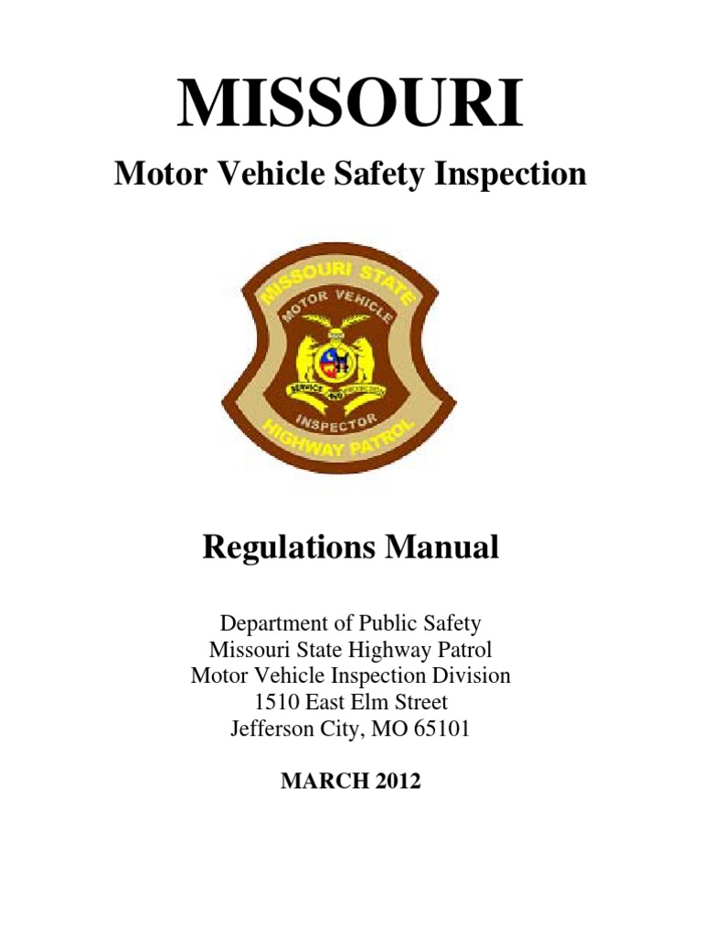 MO Motor Vehicle Inspection Regulations Manual | PDF | Brake | Vehicles