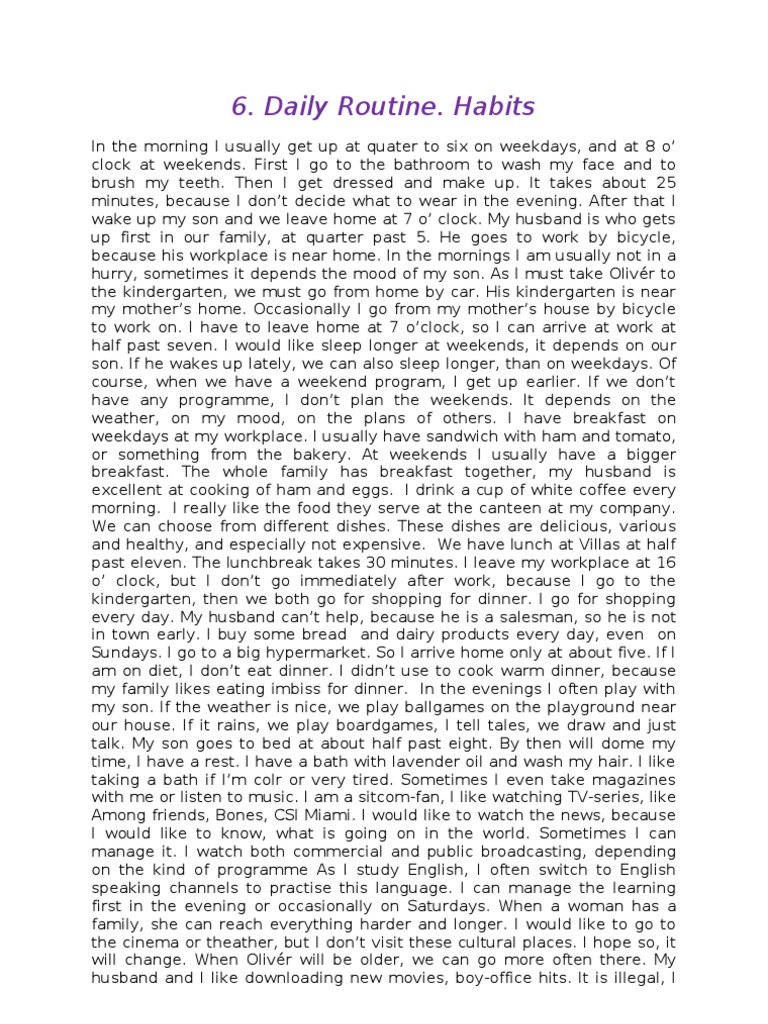 Daily Routine. Habits | PDF | Language Arts & Discipline