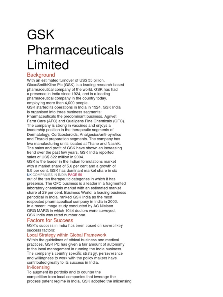 GSK Hhhhjadshsad | PDF | Glaxo Smith Kline | Pharmaceutical Industry