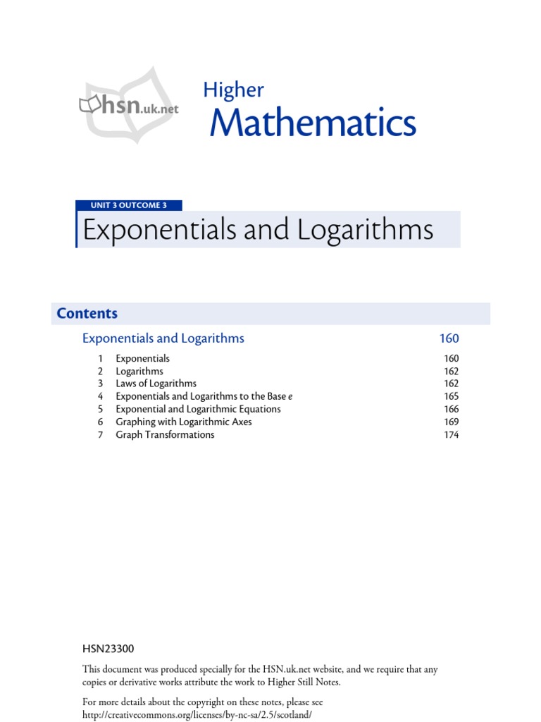 Exponentials and Logarithms: Mathematics | Download Free PDF | Logarithm | Exponential Function
