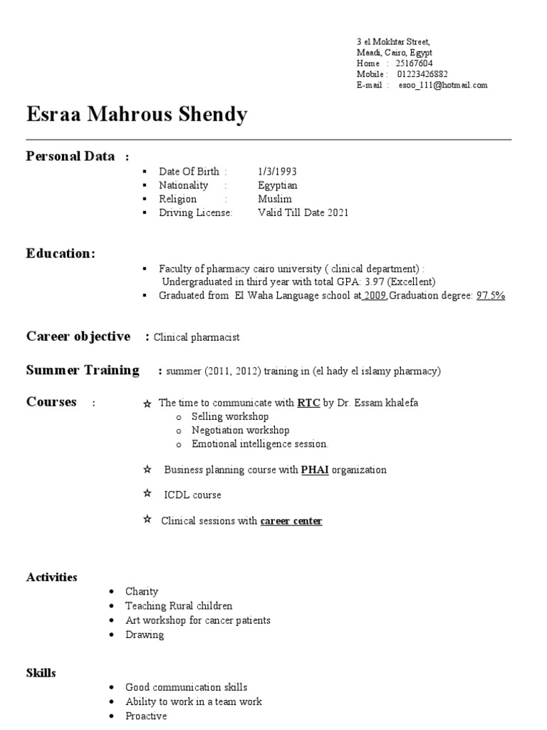 CV Template Esra | PDF | Career & Growth