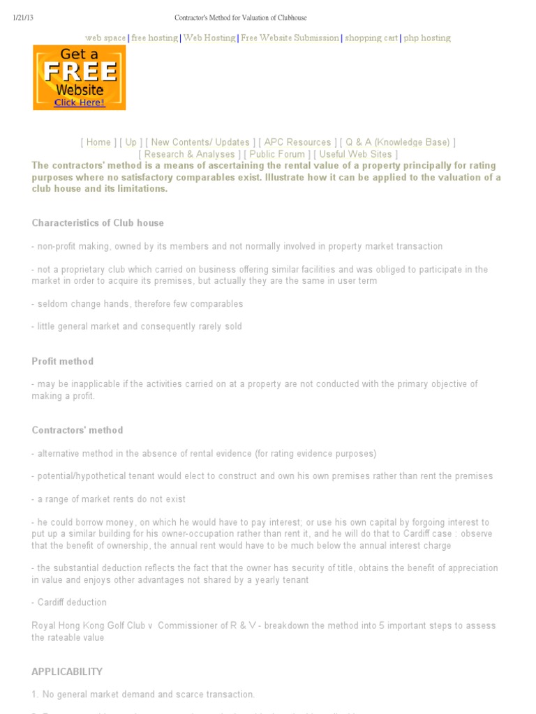 Contractor Method For Valuation | PDF | Valuation (Finance) | Interest