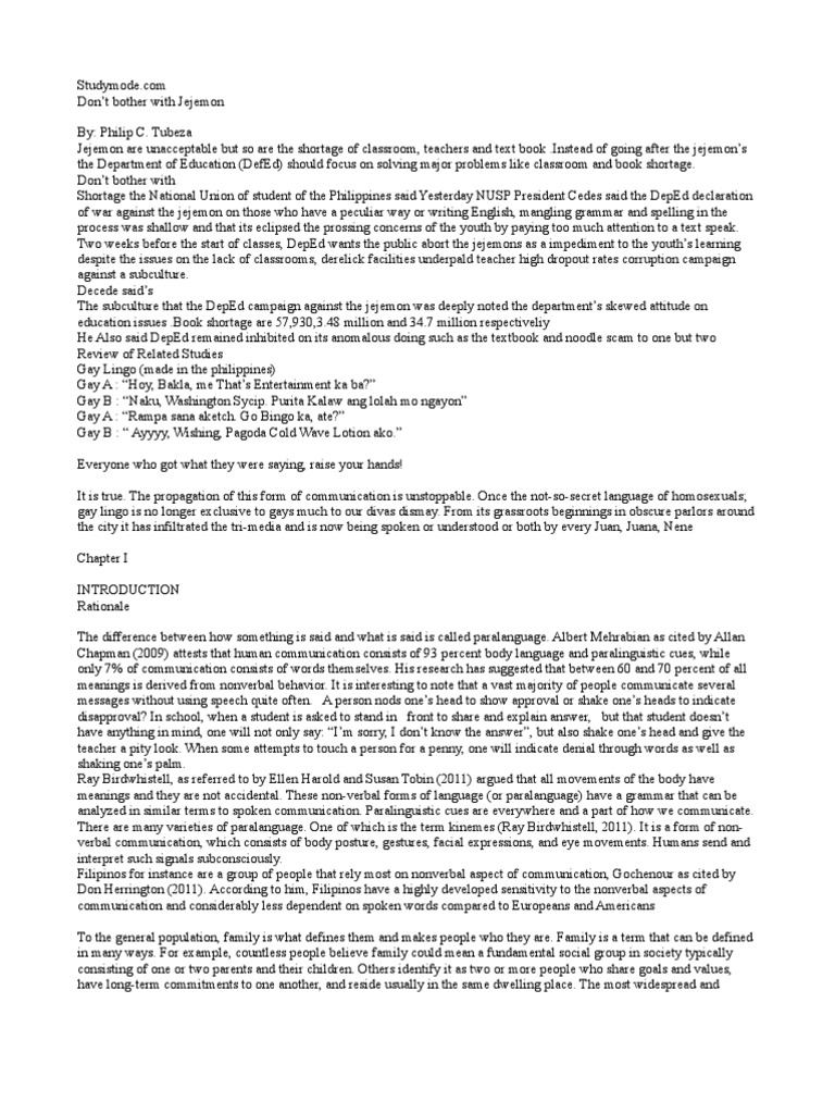 RRL in Thesis | PDF | Nonverbal Communication | Interpersonal Communication