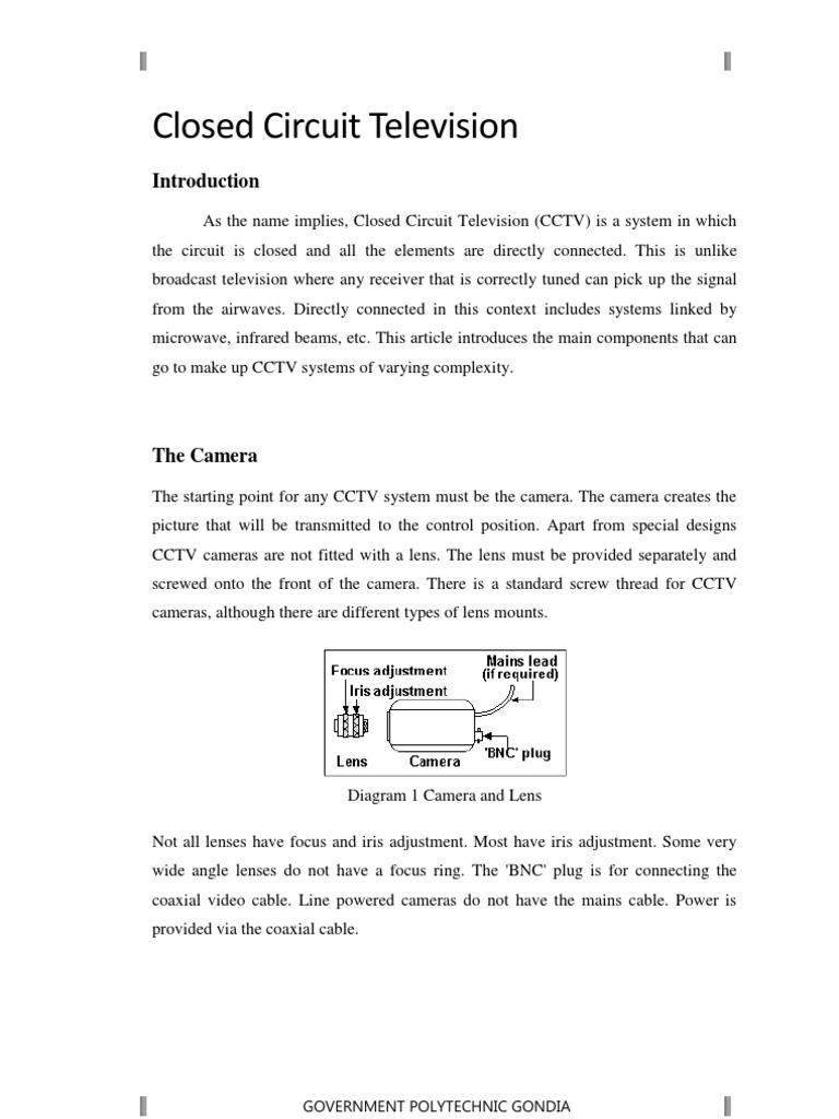 Closed Circuit Television | PDF | Closed Circuit Television | Lens (Optics)