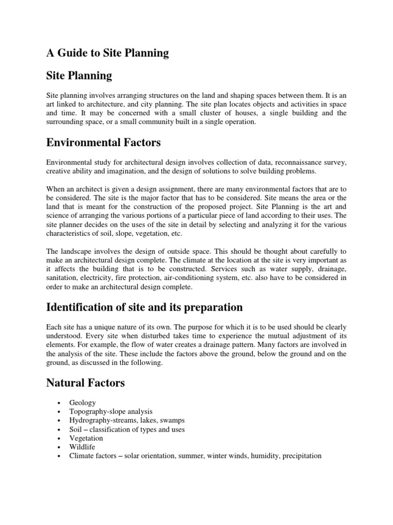 A Guide To Site Planning | PDF | Drainage | Soil