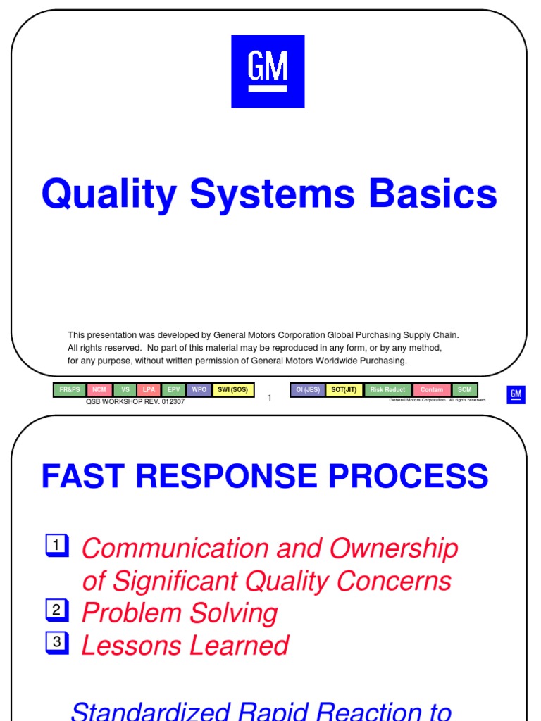 Quality Systems Basics: QSB Workshop Rev. 012307 | PDF | Supply Chain ...