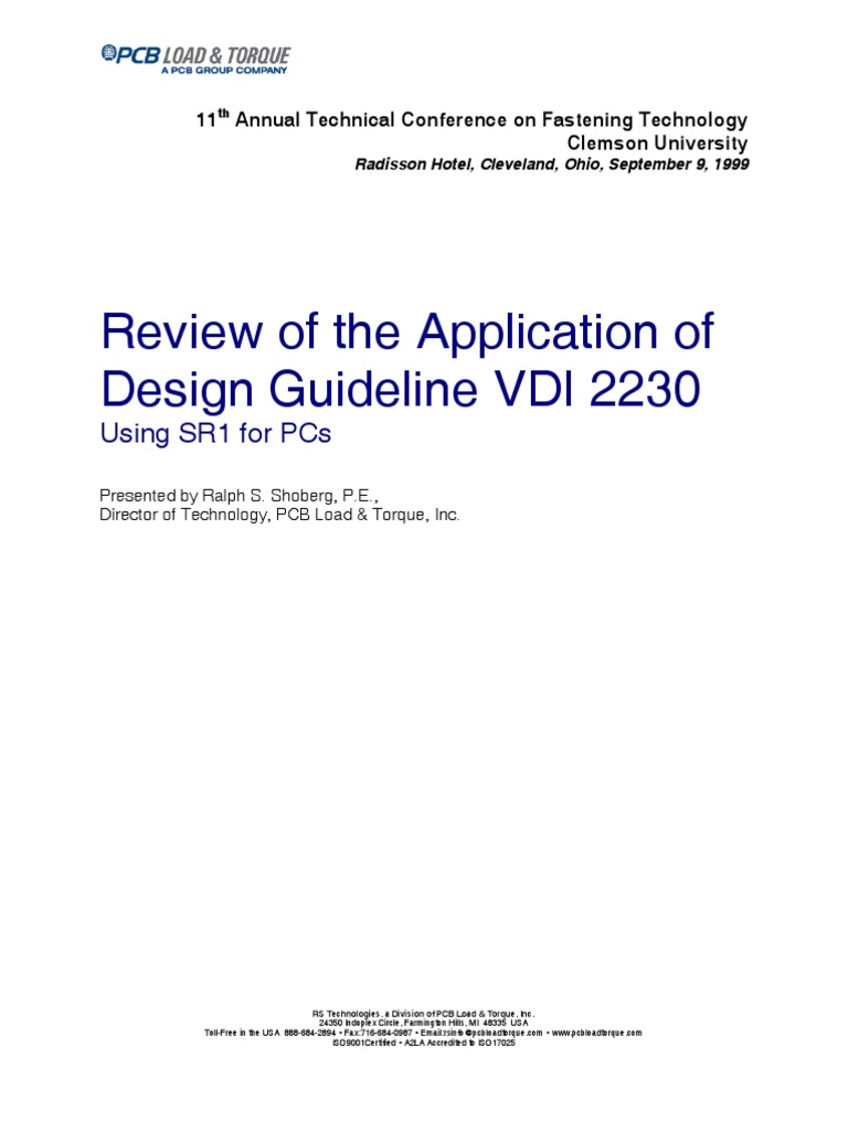 VDI2230 Review Design Guideline | PDF | Strength Of Materials | Screw