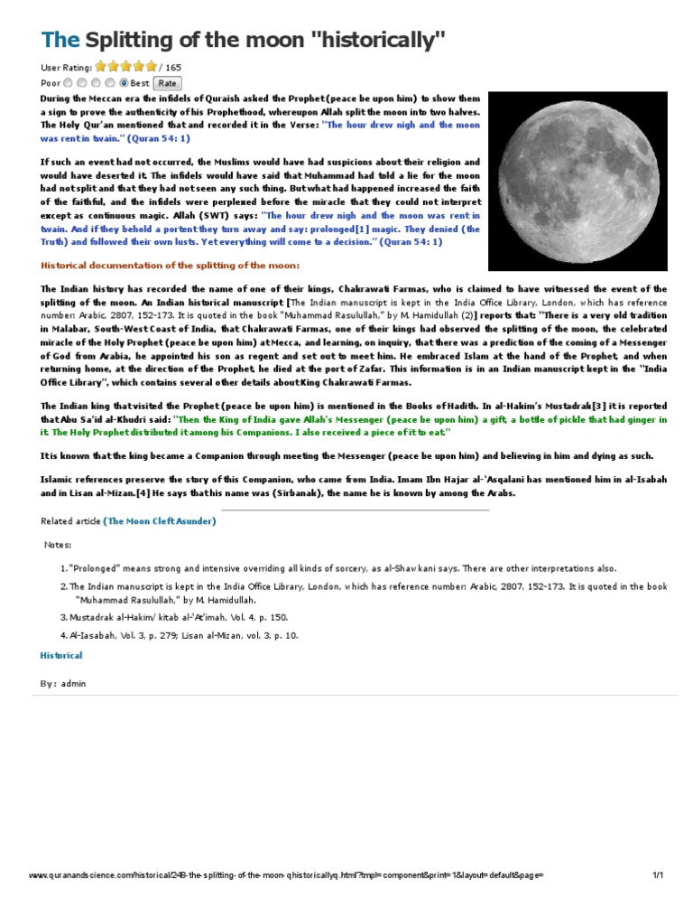 Historical Account of Moon Splitting | PDF | Prophets And Messengers In ...