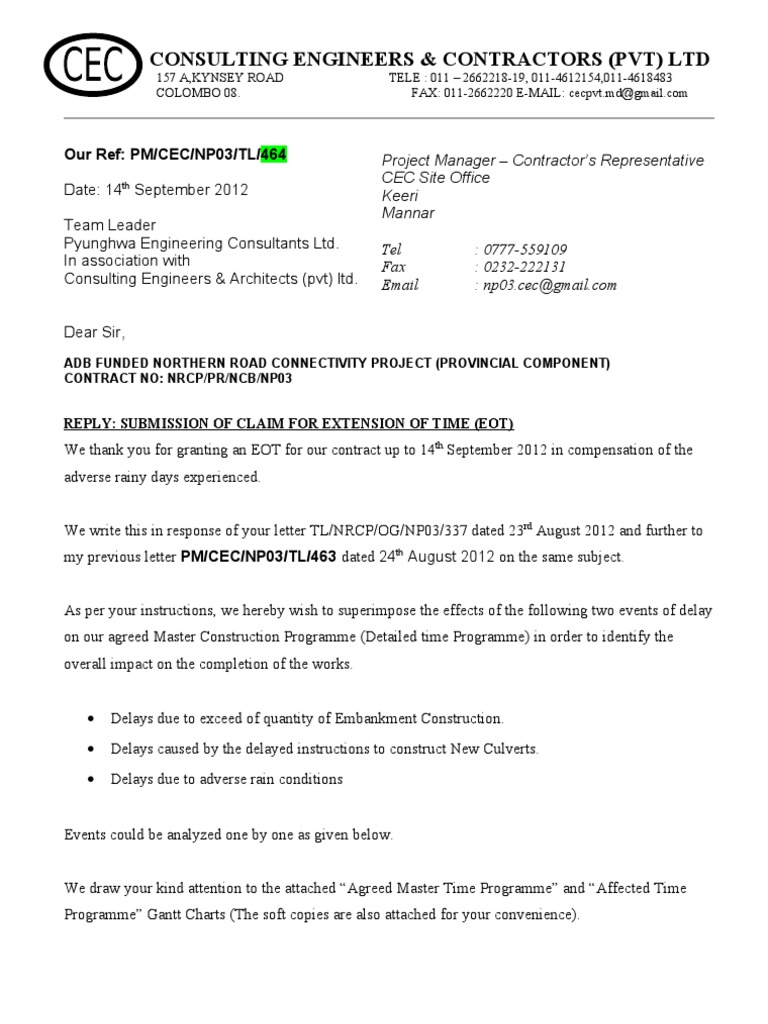 ENG 464 - Submission of EOT Claim-Final-Reply | PDF | Justice | Crime ...