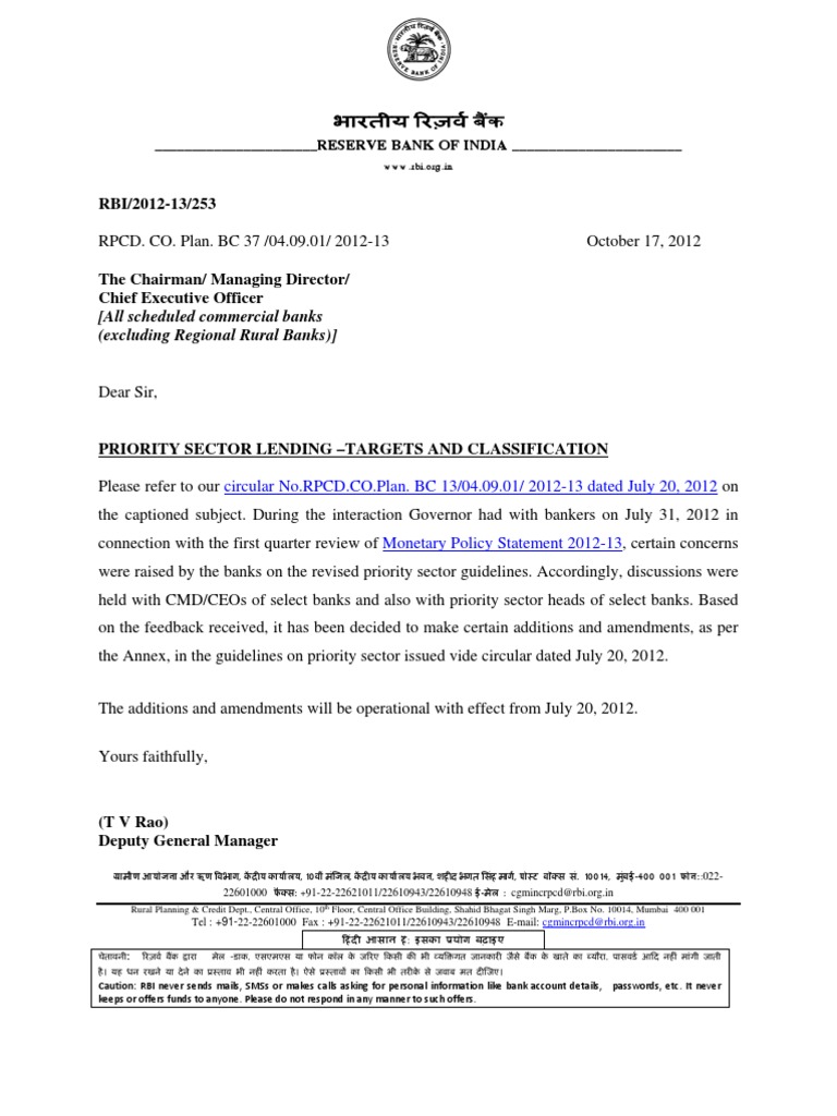 PSL Targets and Classification | PDF | Loans | Interest