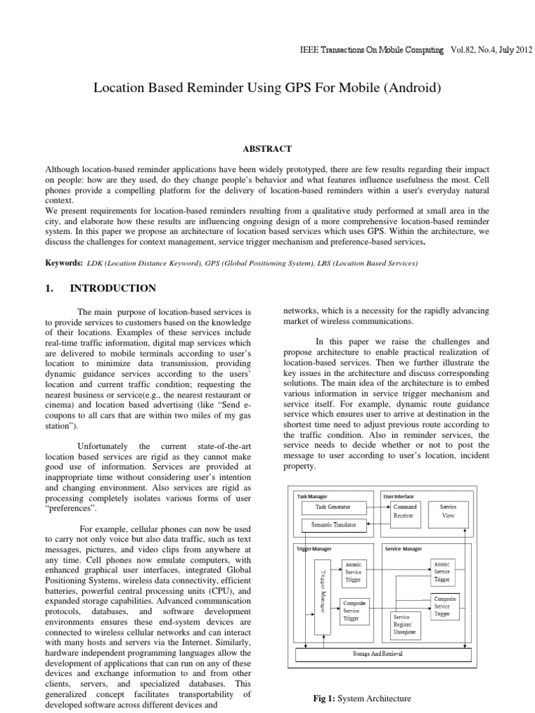Location Based Reminder Using GPS For Mobile (Android) | PDF | Location Based Service | Web Server