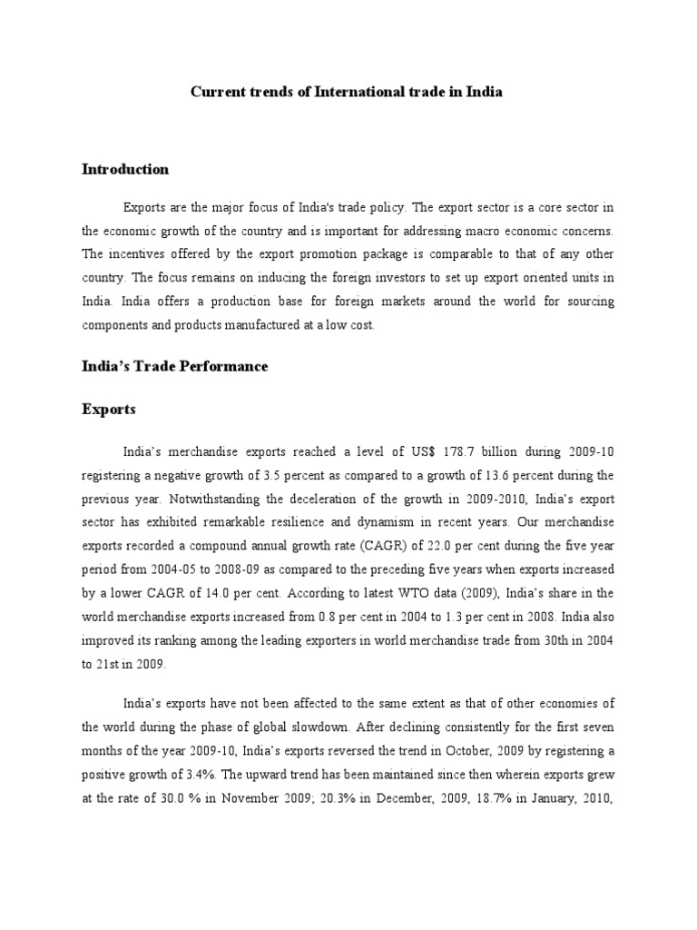 Current Trends of International Trade in India | PDF