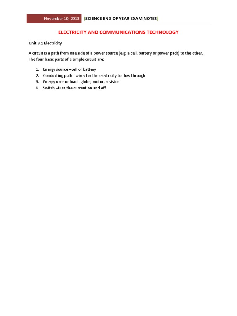 Electricity and Communications Technology | PDF