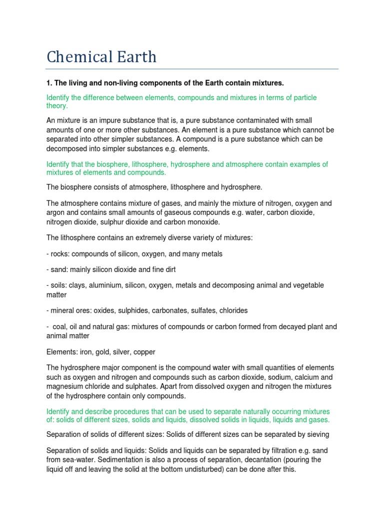 Understanding Earth's Chemical Mixtures | PDF | Ionic Bonding | Atoms