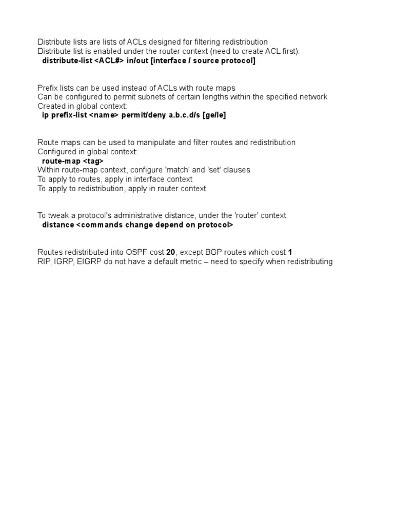 Cisco Route Redistribution Techniques | PDF