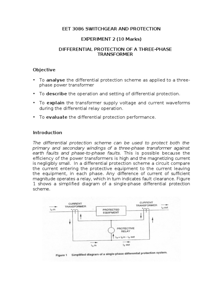 Differential Protection | PDF | Transformer | Relay
