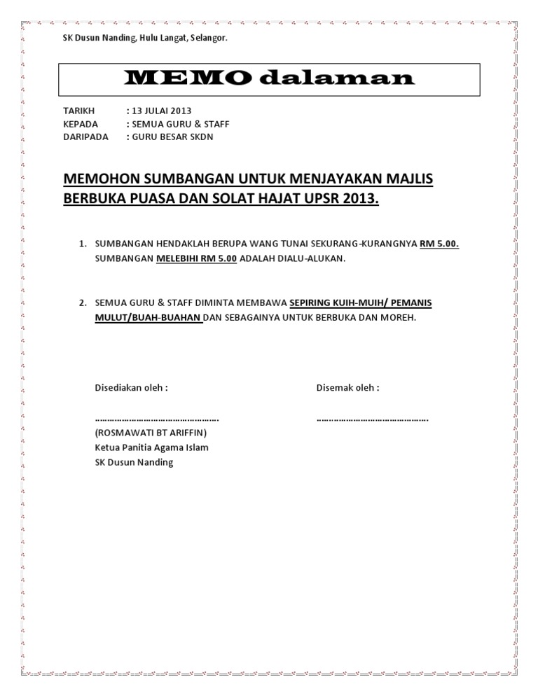 Memo Solat Hajat 2013 | PDF