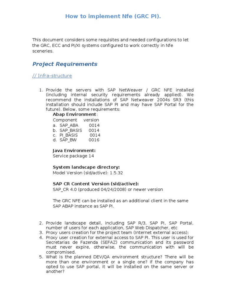 How To Implement GRC, PI and ECC To NFE | PDF | Proxy Server | Hypertext Transfer Protocol
