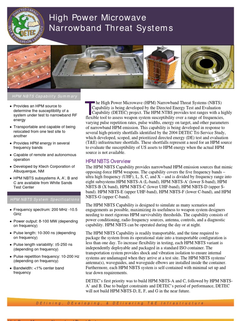 HPM Test Equipment NBTS Factsheet PDF | PDF | Microwave | Frequency
