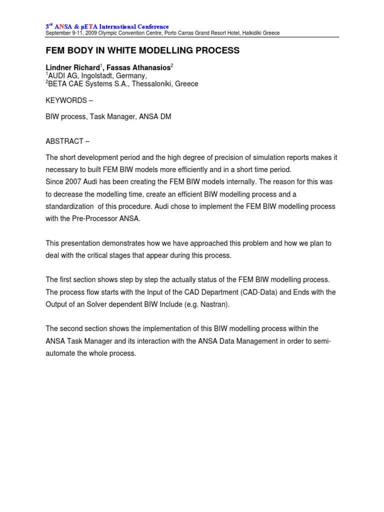 Biw Fea Process | PDF