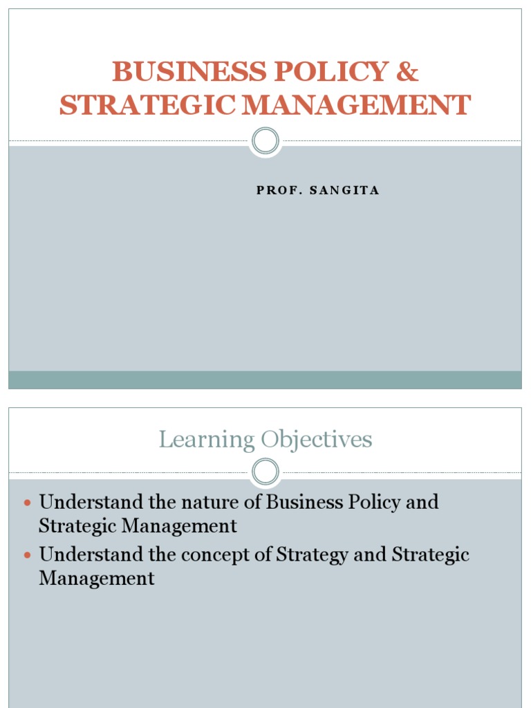 BPSM 1 Introduction Prof. Sangita | PDF | Strategic Management | Strategic Planning